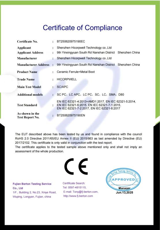 CE - Shenzhen Hicorpwell Technology Co., Ltd