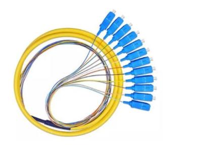 중국 광섬유 탈주 케이블 떠꺼머리 12 색깔 0.9mm 2.0M 3.0MM 길이 1m 2M 5M FC SC UPC SM 12 핵심 판매용