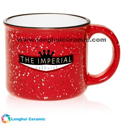 China Custom personalized retro granite style camper-campfire custom ceramic coffee mug for sale