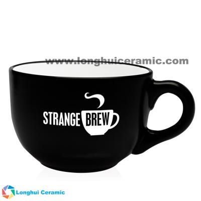 China Large Custom personalized two-tone ceramic soup mug for sale