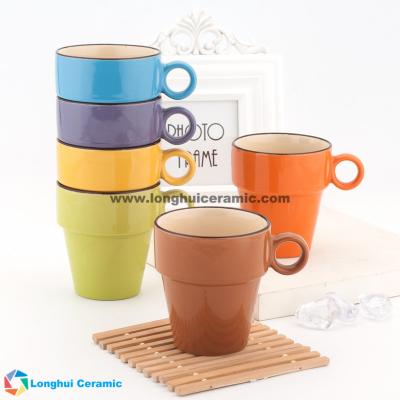 China 8oz stackable ceramic coffee mugs for sale