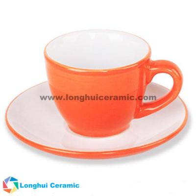China 80cc tone pure color glaze ceramic coffee cups and saucers for sale