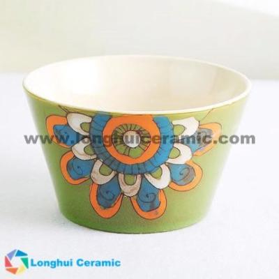 China 5.3'' large flower handpainted ceramic noodle bowl for sale