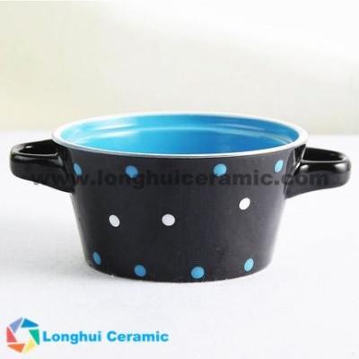 China China factory/manufacturer supplied 4.8'' color dots printed ceramic soup bowl for sale