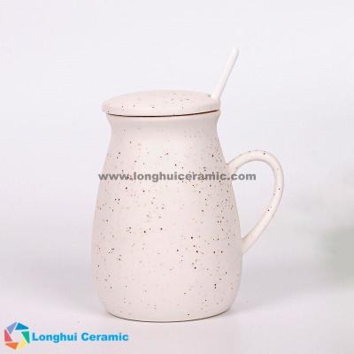 China China factory/manufacturer supplied 12oz lovely big belly ceramic milk mug with spoon and lid for sale