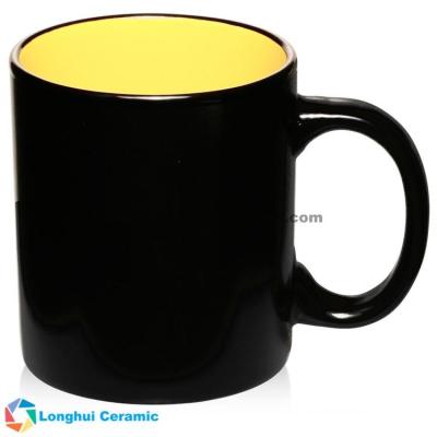 China China factory/manufacturer supplied 12oz Hilo black matte two-tone promotional ceramic coffee mug for sale