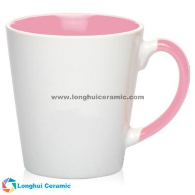 China China factory/manufacturer supplied 12oz Custom promotional Miami two-tone color interior&grip ceramic Latte mug for sale