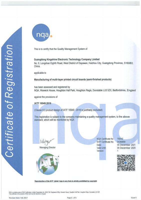  - HONGKONG KINGTECH PCB SOLUTION LIMITED