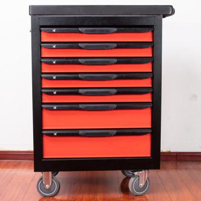 China Black SPCC Drawer Tool Trolley , 7 Drawers Tool Box Chest Trolley for sale