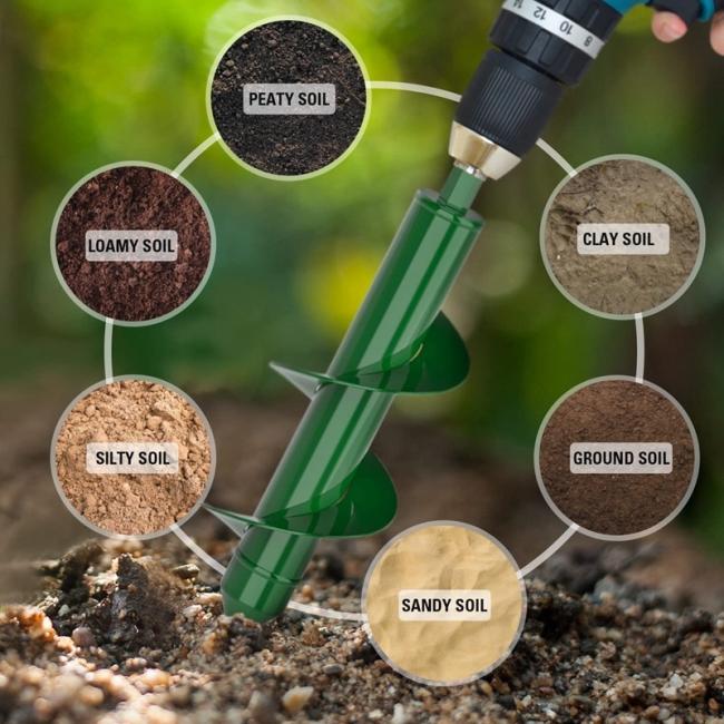 Custom Spiral Drill Bit Garden Earth Auger Screw Flower Planting Hole Digger