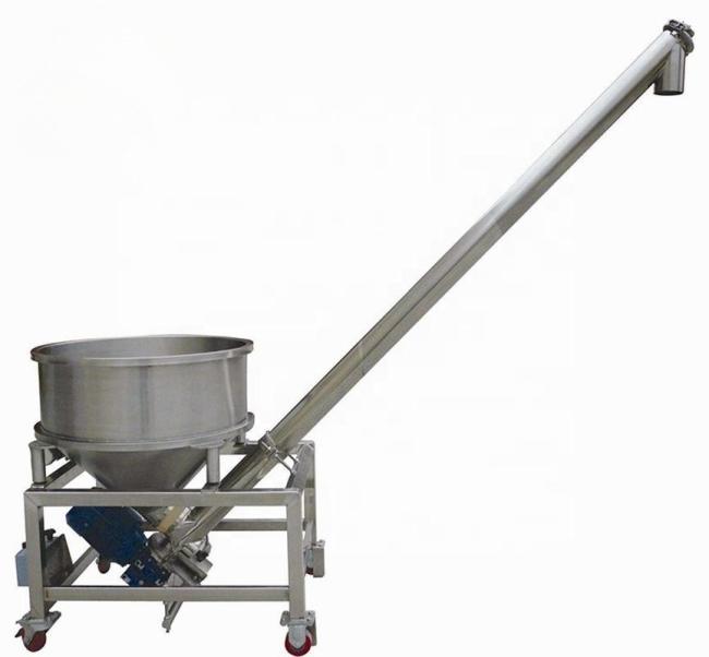 OEM Adjustable Height and Speed Stainless Steel Screw Auger Conveyor with Small Hopper