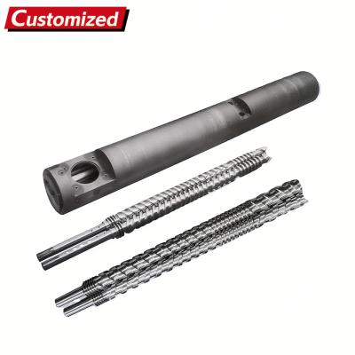 China Customized Screw and Barrel Parallel Twin Screw Barrel precision products injection molding machine screw  for Pe/pp Pelleting Extruder for sale