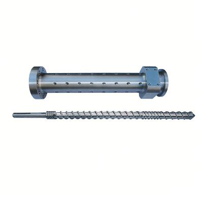 Китай Индивидуальный биметаллический двухшнековый цилиндр для литьевой машины, экструдер для материалов LDPE и PVC с конической конструкцией продается