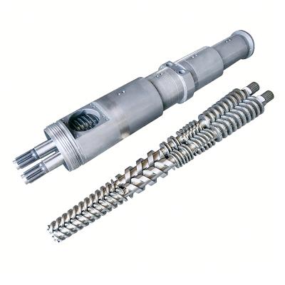 Китай Индивидуальный биметаллический двухшнековый цилиндр для литьевой машины, экструдер для материалов LDPE и PVC с конической конструкцией продается