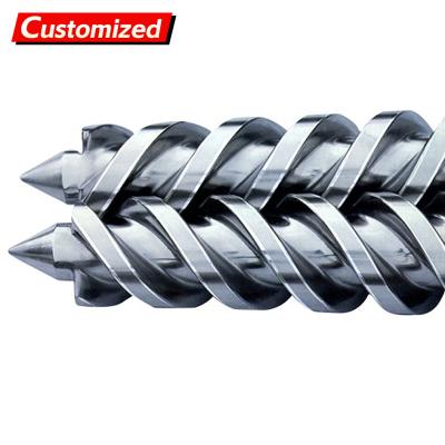 China custom Co-Rotating Conical Twin Screw Barrel for Pvc Pipe Profile Wpc Conical Twin Bimetallic Screw Barrel for sale