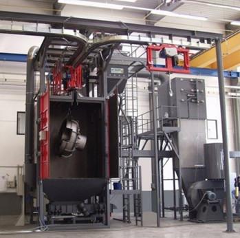 China Os ganchos de gancho de S automatizaram a máquina de sopro do grão, equipamento limpando com jato de areia comercial à venda
