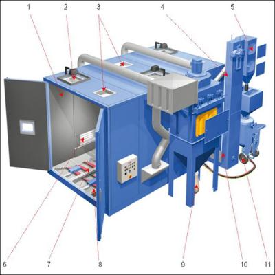 China stanza di brillamento di sabbia del pezzo in lavorazione di 60m3/Min Sandwich Panels 5T for sale