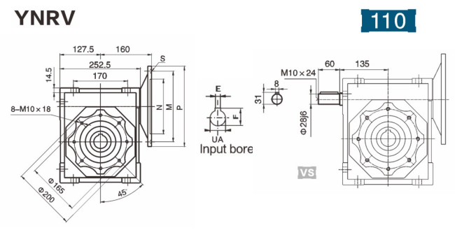 nmrv110 worm gear speed reducer