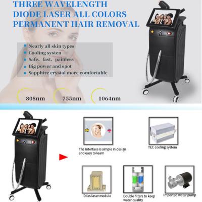 Cina Depilazione sicura ed efficace con la macchina del laser a diodi 808nm per pelle liscia 755nm/808nm/1064nm in vendita