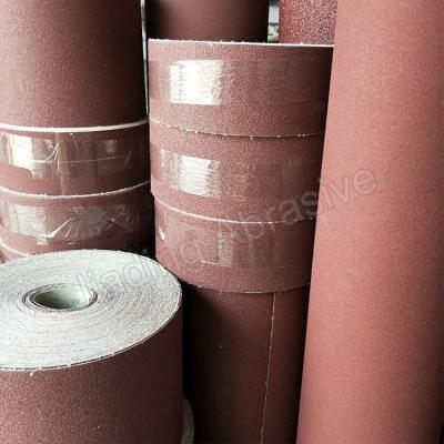 Cina Rosso 46*50M Jumbo Sandpaper Ossido di alluminio Cintura di sabbia Emery Emery Rulli di tessuto abrasivo in vendita