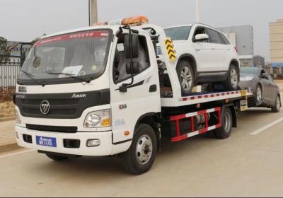 China Foton 4X2 4 Ton 130HP Road Recovery Wrecker Flatbed Tow Truck for sale