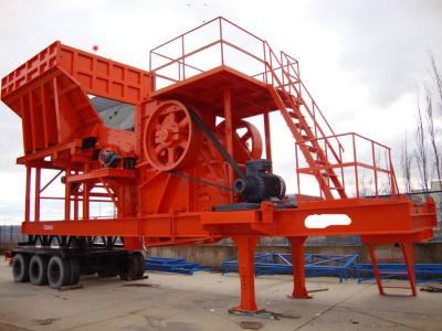 China Red Color Portable Tire Stone Jaw Crusher Double Axles 80-120TPH for sale