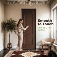 Quality Stable Recessed Panel Solid Core Wood Door Prehung Interior Design Deep Walnut for sale