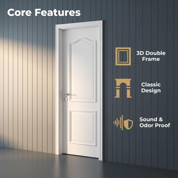 Quality Minimalist White Solid Wood Shaker Interior Door Flat Panel Solid Core 3D Moldings Sound Blocking Privacy for sale