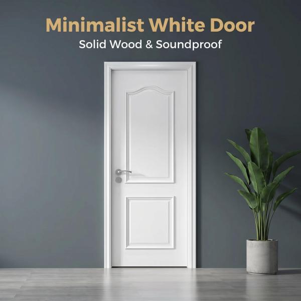Quality Minimalist White Solid Wood Shaker Interior Door Flat Panel Solid Core 3D for sale