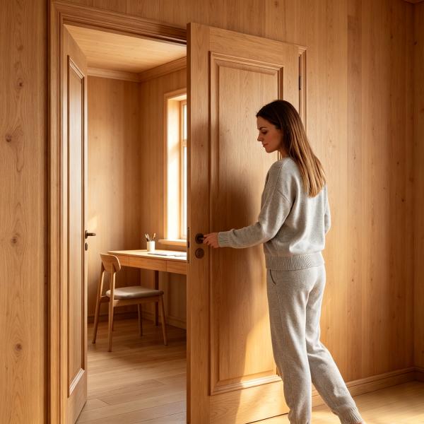 Quality Light Oak Recessed Panel Solid Oak Internal Door Solid Core Interior Design Family-Safe Zero Formaldehyde Noise-Reducing for sale