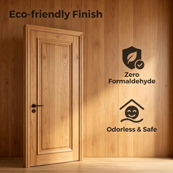 Quality Eco-Friendly Real Wood Interior Door Light Oak Zero Formaldehyde Sturdy Core Indoor Wooden Design Scandinavian Style for sale