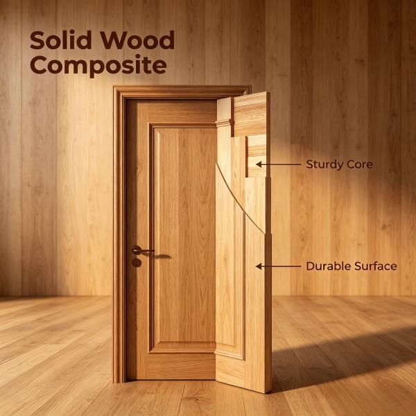 Quality Nordic Curved Panel Solid Wood Internal Door Custom Made Wooden Veneer Smooth Easy-Clean Finish Sturdy Core Warm Homes for sale