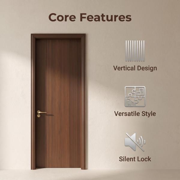 Quality Fluted Modern Solid Core Interior Doors Solid Core Composite Interior Doors Dark for sale