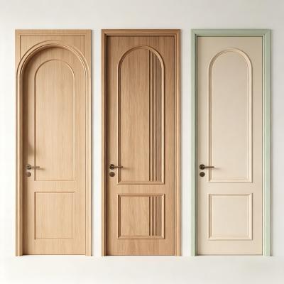 China Curved Panel Oak Veneer Flush Internal Doors Solid Oak Veneer Door Multi-Style Soundproof Bedroom for sale