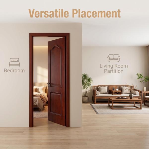 Quality Carved Motif Solid Core Wood Door All Wood Interior Doors Warm Wood Tone Swing Living Room Corridor Decor for sale
