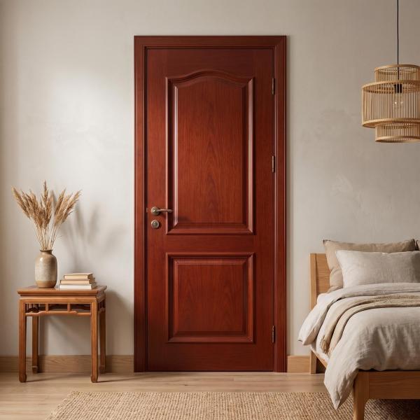 Quality Red-Brown Solid Core Wood Interior Doors Prehung Solid Core Interior Doors Carved Raised Swing Bedroom Living Office for sale