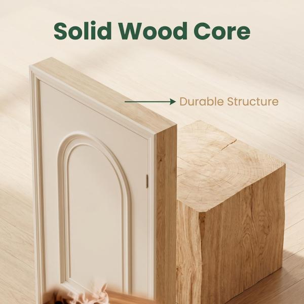 Quality Door Leaf Thickness 40 45 50mm or Customize White Oak Interior Doors Arched Raised Double Panel Sound Insulating Bedroom Workspace White Wooden Doors for sale