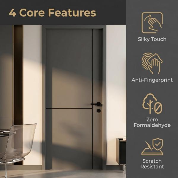 Quality Minimalist Solid Core Flush Door Solid Core Interior Doors With Frame Grain for sale