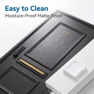 China Gold Slot Black Steel Security Door Commercial Metal Doors Moisture-Proof Smart Lock Number Plate Home for sale