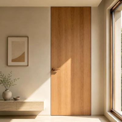 China Modern Groove Design Decorative Solid Wood Interior Door for Contemporary Houses and Wooden Interior Door Projects for sale