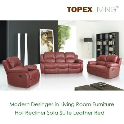 China New Recliner Sofa,Loveseat,Recliners,Chair,Leather Red Sofa set,Bonded leather sofa,Air Leather Sofas with Console for sale