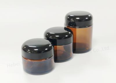 China Round Amber Aesthetic Glass Aromatherapy Jars Screw Cap ISO9001 for sale