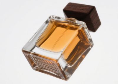 China Clear 50ml Glass Perfume Bottle  / Square Glass Perfume Spray Bottles for sale