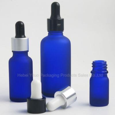 Китай Маленькие флаконы-капельницы для масел, матовое синее стекло, флаконы-капельницы 5 мл 10 мл 15 мл 20 мл продается