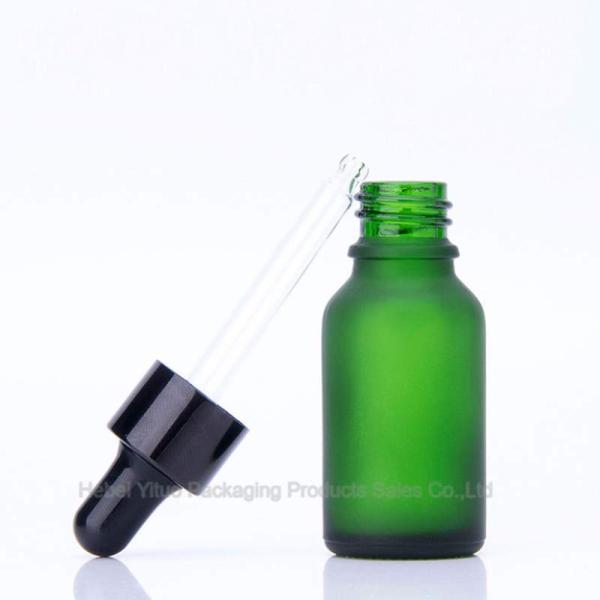 Quality Refillable Frosted Green Glass Dropper Bottle Durable And Reusable for sale
