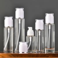 China Custom 1oz Clear Glass Empty Lotion Bottles with Press Pump - 1000pcs MOQ, Gold/Silvery Caps for sale