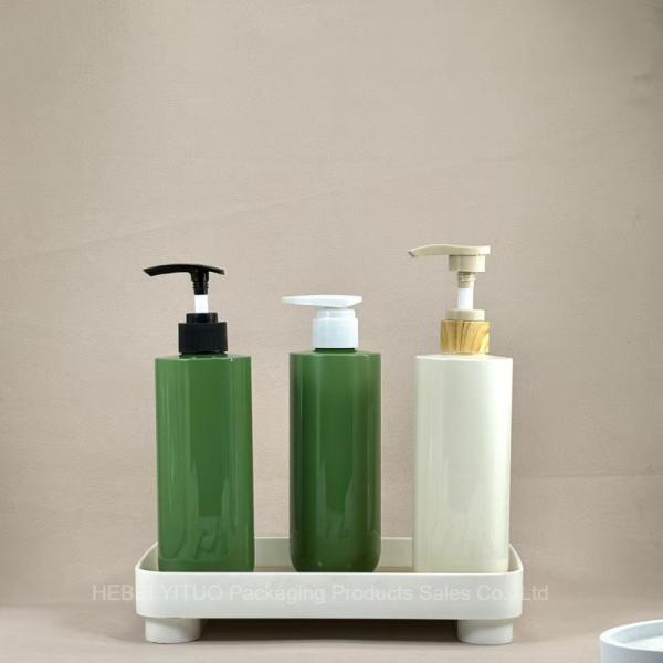 Quality Green Plastic Shampoo Container Travel Refillable 500ml for sale