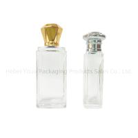 China 50ml Borosilicate Glass Sprayer Bottle Square Transparent Perfume Bottle for sale