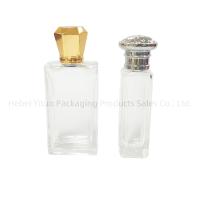 China 50ml Borosilicate Glass Sprayer Bottle Square Transparent Perfume Bottle for sale
