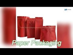 brown kraft packaging bags recycled zipper top embossing surface handling
